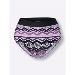 feel good Damen Bikini-Slip mit breiter Blende, violett-schwarz-bedruckt, Gr&ouml;&szlig;e 38