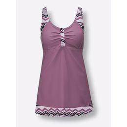 feel good Damen Tankini-Oberteil in A-Linie, violett-schwarz-bedruckt, Gr&ouml;&szlig;e 48B