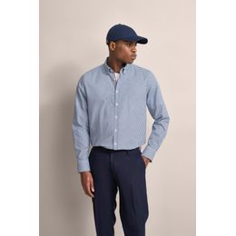 Langarmhemd Bugatti, Herren, Gr. 3XL, Normalgrößen, blau (marine), 100% Baumwolle, gepunktet, casual, normal, Langarm eckige 2-Knopf-Manschette, Hemden, aus 100 % Baumwolle