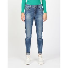 Relax-fit-Jeans Gang "AMELIE", Damen, Gr. 26, N-Gr, used denim joy, Denim/Jeans, Obermaterial: 90% Baumwolle, 8% Polyester, 2% Elasthan, modisch, regular fit lang, Jeans, mit Used-Effekten