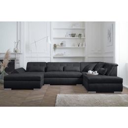 Vermont – wohnlandschaft 7-sitzer ecksofa in u-form – xxl – rechts - schwarz