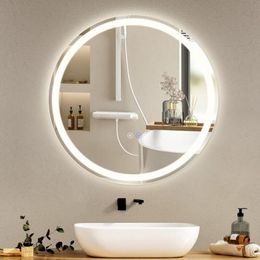 Gbly - Spiegel Bad Badspiegel mit Beleuchtung - led Badezimmerspiegel Rund 50cm Wandspiegel Badezimmer mit Touch-Schalter und Beschlagfrei IP44