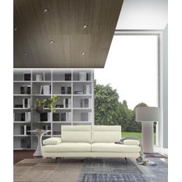 3-Sitzer Calia italia "Toby Wing, Designsofa, hochwertige Verarbeitungsdetails, bequem", wei&szlig; (bianco antares), B:208cm H:90cm T:113cm, Leder ANTARES (100% Leder), Sofas, inkl. Sitztiefenverstellung und Armteilfunktion, F&uuml;&szlig;e in Schwarz matt