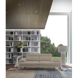 3-Sitzer Calia italia "Toby Wing, Designsofa, hochwertige Verarbeitungsdetails, bequem", beige (fango bull), B:208cm H:90cm T:113cm, Leder BULL (100% Leder), Sofas, inkl. Sitztiefenverstellung und Armteilfunktion, F&uuml;&szlig;e in Schwarz matt