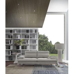 3-Sitzer Calia italia "Toby Wing, Designsofa, hochwertige Verarbeitungsdetails, bequem", grau (grigio mario), B:208cm H:90cm T:113cm, Mikrofaser mit Nubuk Optik (100% Polyester), Sofas, inkl. Sitztiefenverstellung und Armteilfunktion, F&uuml;&szlig;e in Schwarz matt