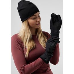 Fleecehandschuhe Jack Wolfskin "GLEAM GLOVES", Damen, Gr. M, schwarz, Hauptmaterial: 91% Polyamide, 9% Elastane; Kontrast: 100% Polyester; Futter: 100% Polyester, Handschuhe