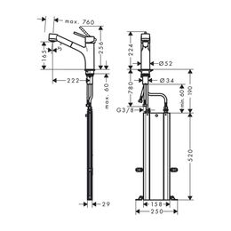 Hansgrohe Spültischmischer 170 Talis M52 Ausziehbrause 2jet sBox chrom 73860000