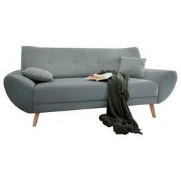 3-Sitzer Home Affaire "Basta", grau (grau, grün), B:205cm H:80cm T:82cm, (100% Polyester) Struktur fein (100% Polyester) Chenille, Sofas