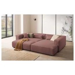 Polsterecke LeGer Home by Lena Gercke "PIARA XXL, L-Form mit Schlaffunktion, Big-Sofa in Cord o. Leinenoptik", beige (puder), B:288cm T:198cm, 100% Polyester, Sofas, Hocker stellbar zum Schlafsofa (Krokodilverbinder), tiefe Sitzfläche