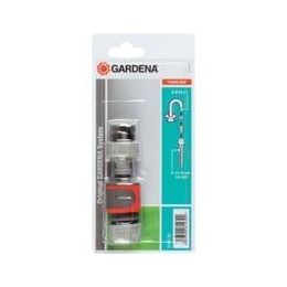 Gardena Schnellanschluss-Satz f&uuml;r 13mm (1/2")- und 15mm (5/8")-Schl&auml;uche, Hahnst&uuml;ck grau/orange, 26,5mm (G 3/4")