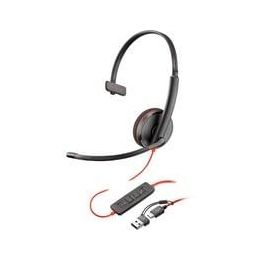HP Poly Blackwire 3210 Monaural USB-C-Headset + USB-C/A-Adapter schwarz