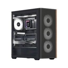 Aerocool D501A-G-BK-v2, Tower-Geh&auml;use schwarz/holz