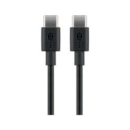 goobay USB 2.0 Kabel, USB-C Stecker > USB-C Stecker schwarz, 0,5 Meter, Laden mit bis zu 60 Watt