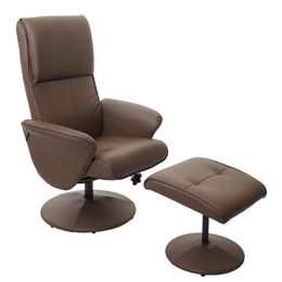 MCW Relaxsessel Stockholm, Fernsehsessel Relaxliege TV-Sessel mit Hocker ~ Kunstleder, taupe