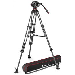 Manfrotto Fluid-Videokopf 504X mit Carbonfaser-Doppelrohrstativ MS