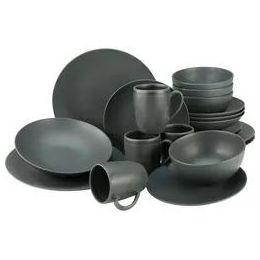 Kombiservice Creatable "Geschirr-Set Soft Touch Black", schwarz, 20 tlg., Steinzeug, Geschirr-Sets, Service, schwarz, seidenmatte Glasur, 20 Teile, für 4 Personen