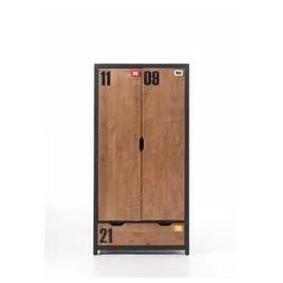 Kleiderschrank Vipack "Alex", beige (industrie), B:100cm, Schränke, aus teilmassiver Kiefer und MDF in 2 Breiten