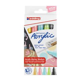 Persen Verlag edding 5100 Acrylmarker medium, 5er-Set - pastell