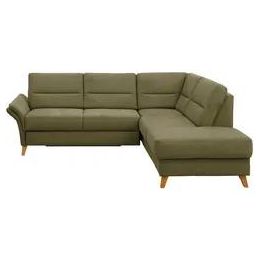 Ecksofa Home Affaire "Westerland L-Form", grün (olive), B:238cm H:90cm T:213cm, 98% Polyester 2% Polyamid, Sofas, Federkern-Polsterung, wahlweise mit Bettfunktion, Bettkasten