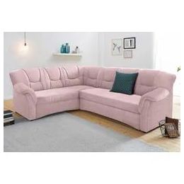 Ecksofa DOMO collection "Sarafina L-Form", rosa (flamingo), B:240cm H:83cm T:190cm, Microfaser PRIMABELLE (100% Polyester) / Struktur (90% Polyester; 10% Polyacryl), Luxus-Microfaser (92% Polyester, 8% Nylon), Microfaser PRIMABELLE (100% Polyester), Sofas, wahlweise mit Bettfunktion, optional mit Federkern