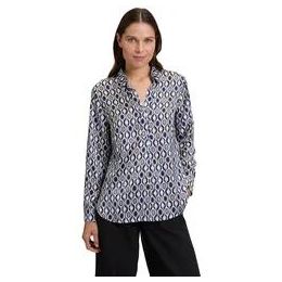 Longbluse Betty Barclay "Betty Barclay Longbluse langarm", Damen, Gr. 44, blau (weiß, blau), Obermaterial: 100% Polyester., casual, lässig geschnitten normal, V-Ausschnitt, Blusen