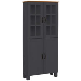 Hochschrank Home Affaire "Rodby", schwarz (anthrazit, honig), B:75cm H:170cm T:30cm, Massivholz, Schränke, FSC-zertifiziertes Massivholz, Breite 75cm, Höhe 170cm