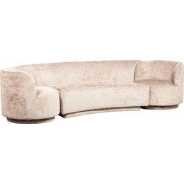 Loungesofa Woood "Combi-Popular: Bank + Sessel", beige (natur), B:370cm H:72cm T:97cm, Sofas, Lounge-Sofa, mit grobem Chenille gef&uuml;ttert, Breite 370 cm
