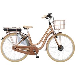 FISCHER BIKE E-Bike FISCHER FAHRRAD "CITA RETRO 2.2 522" Gr. 48, braun (kupferfarben glänzend), E-Bikes, 48cm, 28 Zoll (71,12cm), Pedelec, Elektrofahrrad für Damen u. Herren