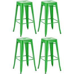 CLP 4er Set Barhocker Joshua I Stapelbare Tresenhocker aus Metall I Barst&uuml;hle mit Fu&szlig;st&uuml;tzen I Sitzh&ouml;he 76 cm I Stapelhocker