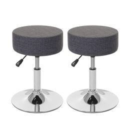 2er-Set Hocker MCW-C22, Sitzhocker Schminkhocker, h&ouml;henverstellbar &Oslash; 35cm ~ Textil, grau
