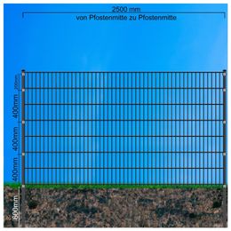 Fa-Bausysteme Doppelstabzaun Anthrazit 6-5-6 Leiste 1430 mm 45 m
