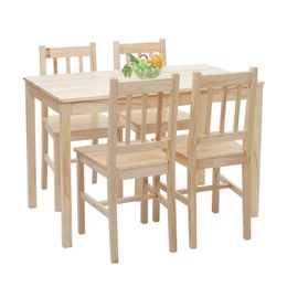 Esszimmer-Set MCW-F77, Sitzgruppe Esszimmergruppe, Massiv-Holz Landhaus 110cm ~ Kiefer lasiert