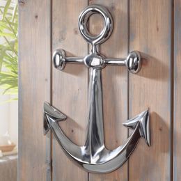 FineBuy Anker Wanddeko Aluminium Silber 62x40cm Maritim Wanddeko Dekoanker Nautik