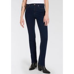 Gerade Jeans Arizona "Ultra-Stretch", Damen, Gr. 34, N-Gr, blau (schwarz, blau, used), Denim/Jeans, Obermaterial: 74% Baumwolle, 24% Polyester, 2% Elasthan, unifarben, Basic, extraeng lang, Jeans, normale Passform, Comfort Fit, Used-Look-Waschung