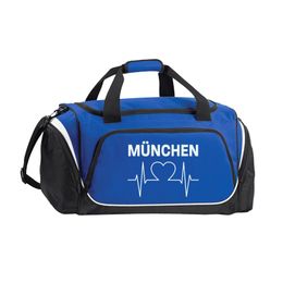 multifanshop Sporttasche - M&uuml;nchen blau - Herzschlag - Druck wei&szlig; - Tasche