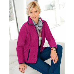 Fleecejacke Casual Looks, Damen, Gr. 44, pink (fuchsia), 100% Polyester, unifarben, gemustert, Langarm, Jacken