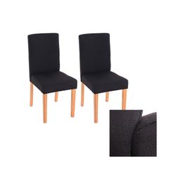 MCW 2er-Set Esszimmerstuhl Stuhl K&uuml;chenstuhl Littau ~ Textil, schwarz, helle Beine