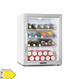Klarstein Beersafe XL Crystal White K&uuml;hlschrank 60 Liter 4 B&ouml;den Panoramaglast&uuml;r Edelstahl