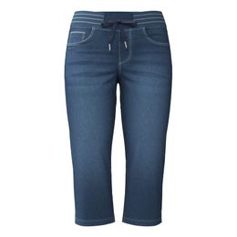 Caprijeans Casual Looks, Damen, Gr. 42, Normalgrößen, blau (blau, stone, washed), 81% Baumwolle, 17% Polyester, 2% Elasthan, unifarben, 3/4-Länge, Jeans