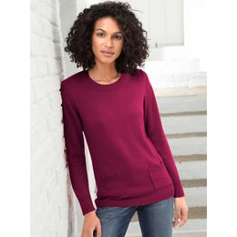 Rundhalspullover Casual Looks "Pullover", Damen, Gr. 36, pink (fuchsia), 50% Baumwolle, 50% Polyacryl, unifarben, figurumspielend, Langarm, Pullover