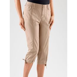 Caprihose Casual Looks, Damen, Gr. 36, Normalgrößen, grau (taupe), 98% Baumwolle, 2% Elasthan, unifarben, 3/4-Länge, Hosen