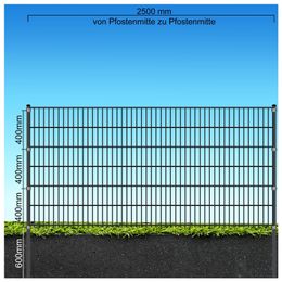 Fa-Bausysteme Doppelstabzaun Anthrazit 8-6-8 Pl&auml;ttchen 1230 mm 42,5 m