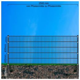 Fa-Bausysteme Doppelstabzaun Anthrazit 6-5-6 Leiste 1030 mm 37,5 m