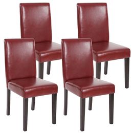 MCW 4er-Set Esszimmerstuhl Stuhl K&uuml;chenstuhl Littau ~ Kunstleder, rot-braun, dunkle Beine