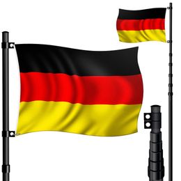Kesser&reg; Teleskop Fahnenmast Aluminium 6,30m Bodenh&uuml;lse 60cm inkl Deutschlandfahne H&ouml;henverstellbar Flaggenmast Mast Deutschland Flagge Alu