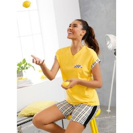 wäschepur Shorty WÄSCHEPUR, Damen, Gr. 44/46, gelb, 50% Baumwolle, 50% Viskose, Homewear-Sets