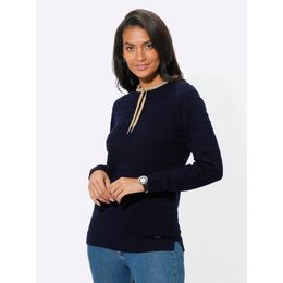 Strickpullover Casual Looks "Pullover", Damen, Gr. 42, blau (marine), 50% Baumwolle, 50% Polyacryl, unifarben, Pullover