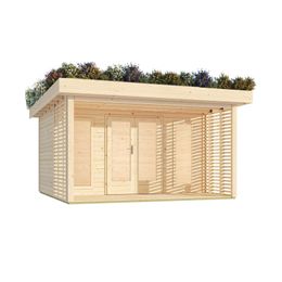 Karibu Gartenhaus Oslo Gartenhaus mit Gr&uuml;ndach &ndash; 15,72 m&sup2; nordischer Fichte 38 mm Wandst&auml;rke