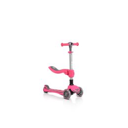 Byox Kinderroller Kiki 2 in 1, H&ouml;he einstellbar, 4 blinkende PU-R&auml;der, klappbar rosa