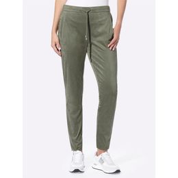 Jogger Pants Heine, Damen, Gr. 34, Normalgrößen, grün (khaki), 90% Polyester, 10% Elasthan, unifarben, 7/8-Länge, Hosen